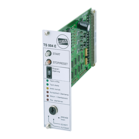WEISS TS 002 E OPERATING INSTRUCTIONS MANUAL Pdf Download | ManualsLib