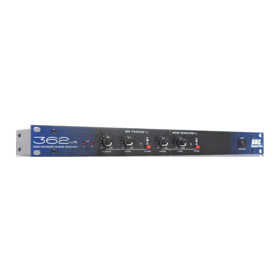 BBE SOUND SONIC MAXIMIZER + NOISE REDUCTION 362NR USER MANUAL Pdf ...