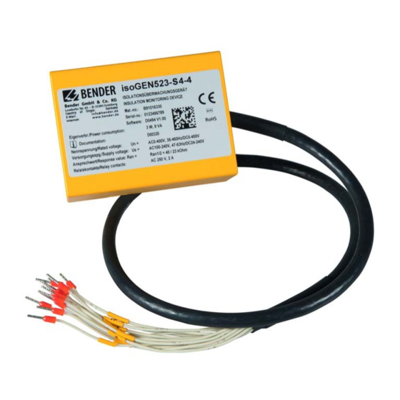 BENDER ISOMETER ISOGEN523-S4-4 MANUAL Pdf Download | ManualsLib