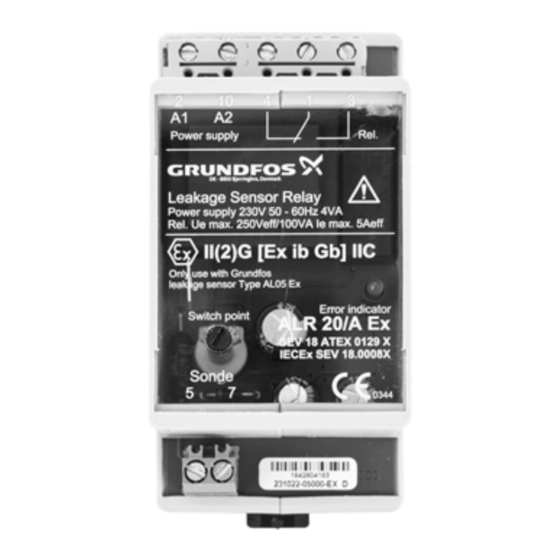 GRUNDFOS ALR 20/A EX INSTALLATION AND OPERATING INSTRUCTIONS MANUAL Pdf ...