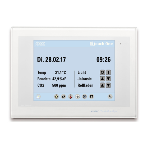 ELSNER ELEKTRONIK KNX TOUCH ONE STYLE TECHNICAL SPECIFICATIONS AND INSTALLATION INSTRUCTIONS Pdf ...