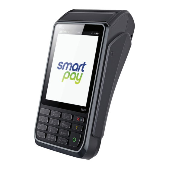 SMARTPAY PAX ONE-PIECE S920 QUICK START MANUAL Pdf Download | ManualsLib
