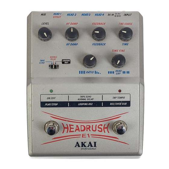 AKAI E1 HEADRUSH MUSIC PEDAL REFERENCE MANUAL | ManualsLib
