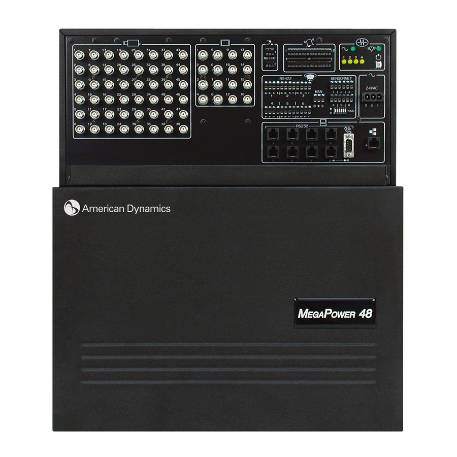 AMERICAN DYNAMICS MEGAPOWER 48 PLUS MATRIX SWITCHER DATASHEET | ManualsLib