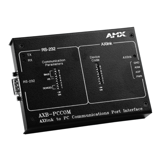 AMX AXB-PCCOM SPECIFICATIONS Pdf Download | ManualsLib