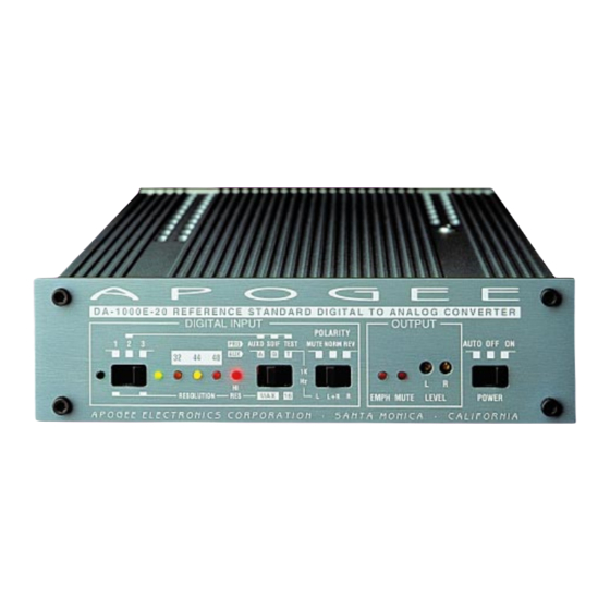 APOGEE DA-1000E MEDIA CONVERTER DATASHEET | ManualsLib