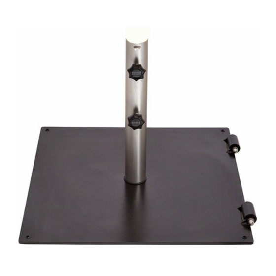 WOODLINE SQUARE METAL BASE PLATE WITH ROLLERS + POLE TUBE ASSEMBLY ...