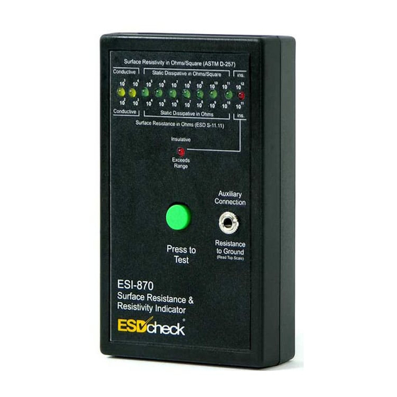 PROSTAT ESD CHECK ESI-870 OPERATION MANUAL Pdf Download | ManualsLib