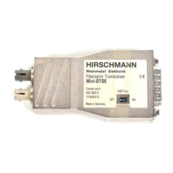 HIRSCHMANN MINI-OTDE DESCRIPTION AND OPERATING INSTRUCTIONS Pdf ...