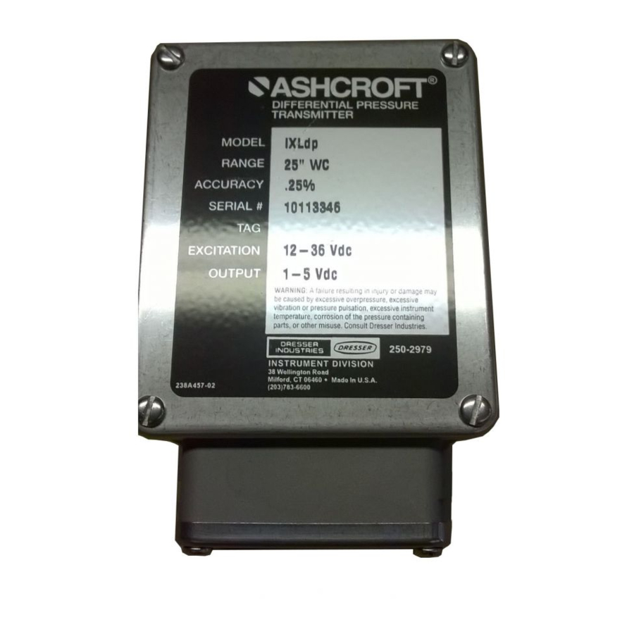 ASHCROFT IXLDP INSTRUCTION SHEET Pdf Download | ManualsLib