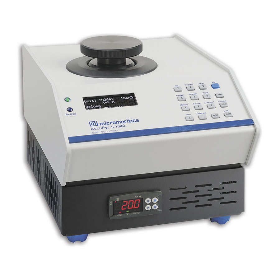 MICROMERITICS ACCUPYC II 1340 OPERATOR'S MANUAL Pdf Download | ManualsLib