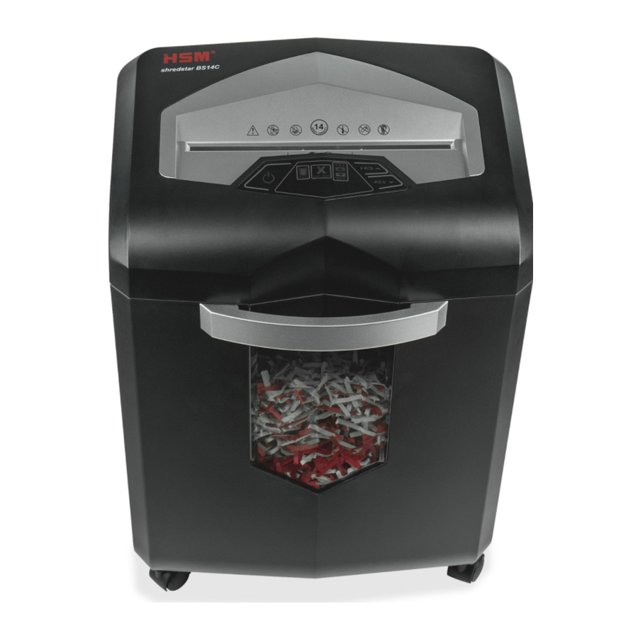 HSM SHREDSTAR BS14C INSTRUCTION MANUAL Pdf Download | ManualsLib