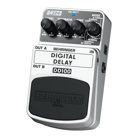 BEHRINGER DD100 MUSIC PEDAL USER MANUAL | ManualsLib