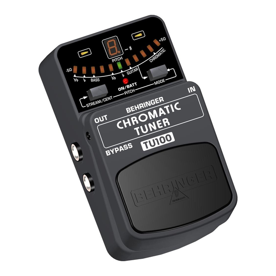 BEHRINGER CHROMATIC TUNER TU100 MUSIC PEDAL USER MANUAL | ManualsLib