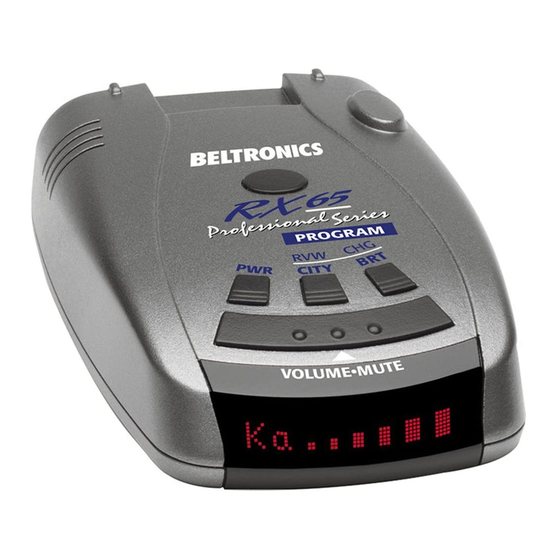 BELTRONICS PROFESSIONAL RX55 RADAR DETECTOR OWNER'S MANUAL | ManualsLib