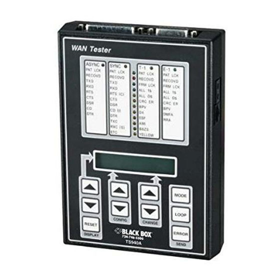 BLACK BOX TS940A-R2 CABLE TESTER SPECIFICATIONS | ManualsLib