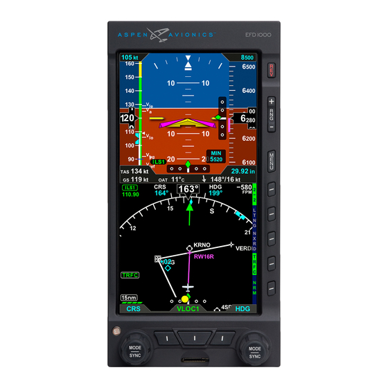 ASPEN AVIONICS EVOLUTION EFD1000 PRO MAX PFD PILOT'S MANUAL Pdf ...