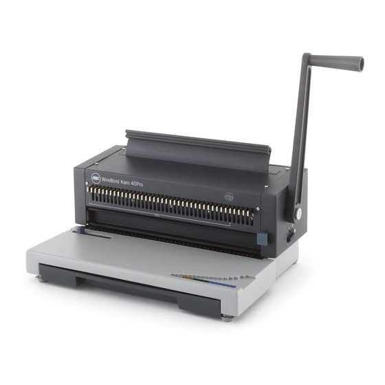 GBC WIREBIND KARO 40PRO INSTRUCTION MANUAL Pdf Download | ManualsLib