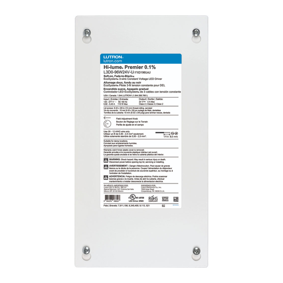 LUTRON ELECTRONICS LHD0-96W24V-U UL INSTALLATION Pdf Download | ManualsLib