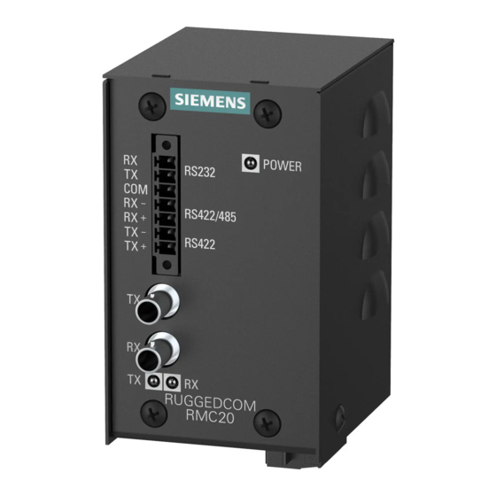 SIEMENS RUGGEDCOM RMC20 INSTALLATION MANUAL Pdf Download | ManualsLib