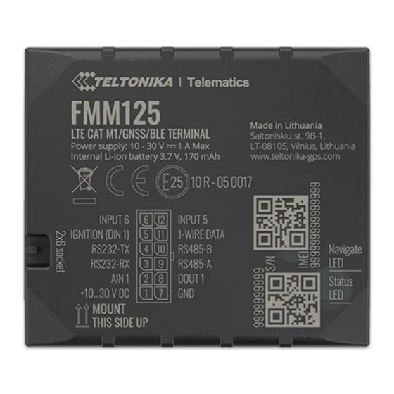 TELTONIKA FMM125 QUICK MANUAL Pdf Download | ManualsLib