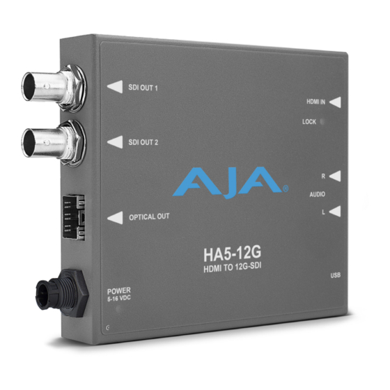 AJA HA5-12G INSTALLATION AND OPERATION MANUAL Pdf Download | ManualsLib