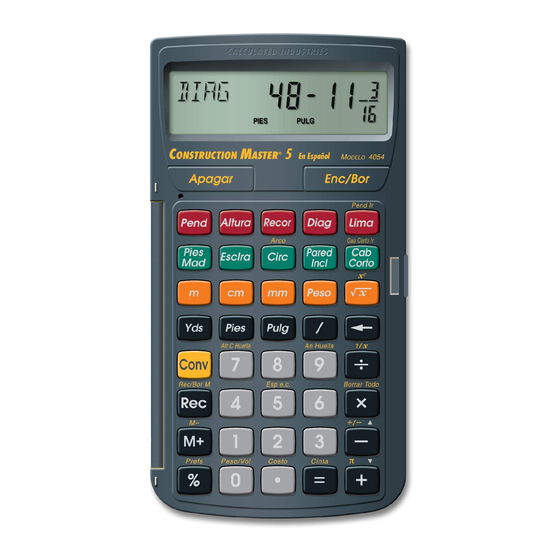 CALCULATED INDUSTRIES 4054 CALCULATOR POCKET REFERENCE MANUAL | ManualsLib