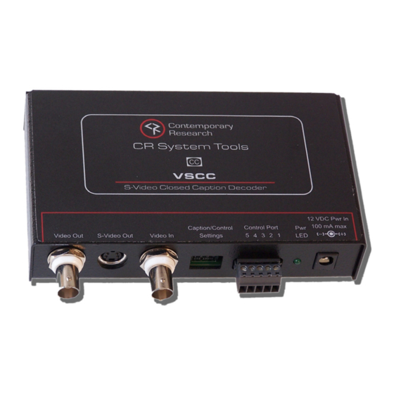 CONTEMPORARY RESEARCH VCC CONTROLLER SPECIFICATIONS | ManualsLib