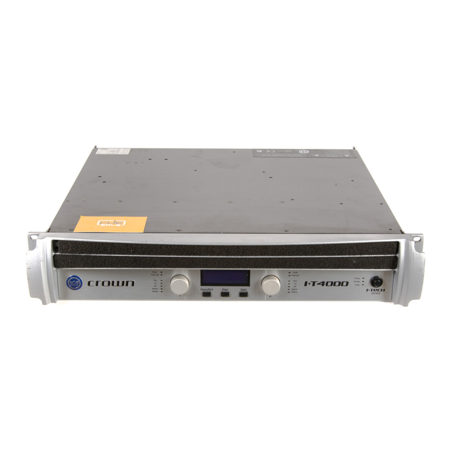 CROWN I-TECH I-T4000 AMPLIFIER SPECIFICATIONS | ManualsLib