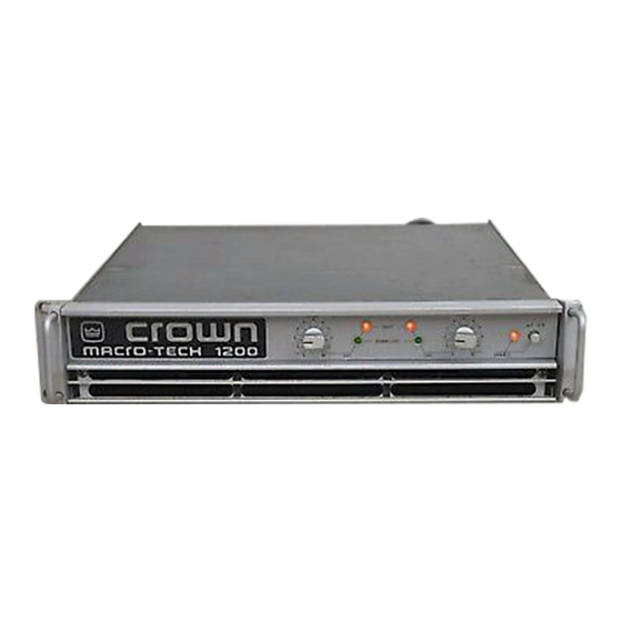 CROWN MACRO-TECH MA-1200 AMPLIFIER SERVICE MANUAL | ManualsLib