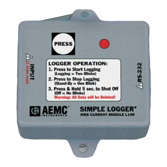 AEMC INSTRUMENTS SIMPLE LOGGER L100 QUICK START MANUAL Pdf Download ...