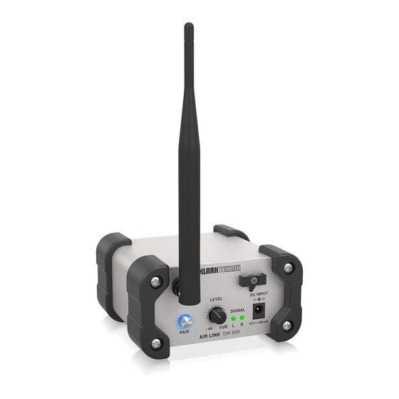 KLARK TEKNIK AIR LINK DW 20R QUICK START MANUAL Pdf Download | ManualsLib KLARK TEKNIK AIR LINK DW 20R QUICK START MANUAL Pdf Download | ManualsLib