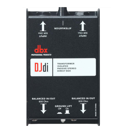 HARMAN DBX DJDI OWNER'S MANUAL Pdf Download | ManualsLib