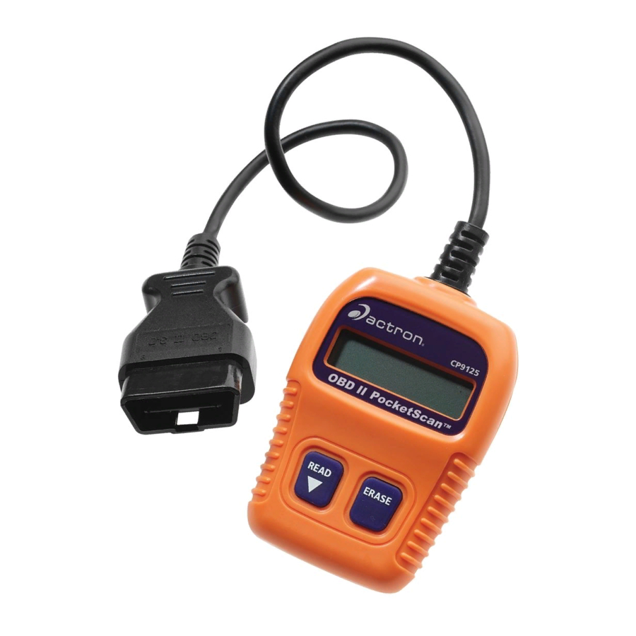ACTRON OBD II POCKETSCAN CP9125 OPERATION USER'S MANUAL Pdf Download ...