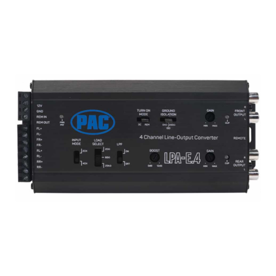 PAC L.O.C.PRO ADVANCED LPA-E4 QUICK START MANUAL Pdf Download | ManualsLib