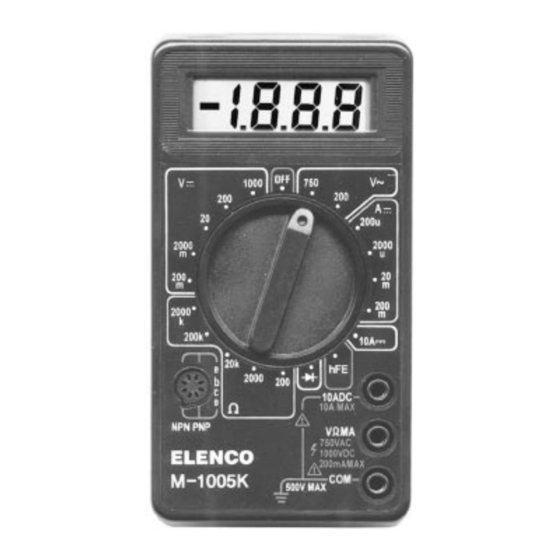 ELENCO ELECTRONICS M-1005K MULTIMETER ASSEMBLY AND INSTRUCTION MANUAL ...