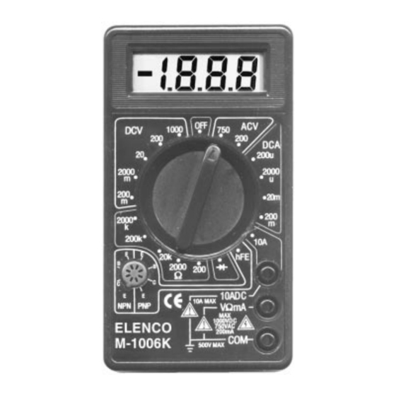 ELENCO ELECTRONICS M-1006K MULTIMETER ASSEMBLY AND INSTRUCTION MANUAL ...