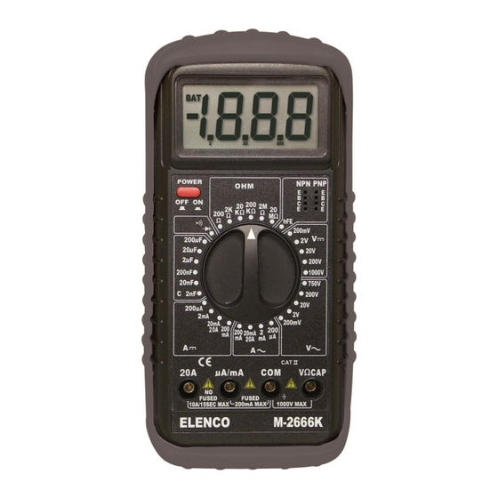 ELENCO ELECTRONICS M-2666K MULTIMETER ASSEMBLY AND INSTRUCTION MANUAL ...