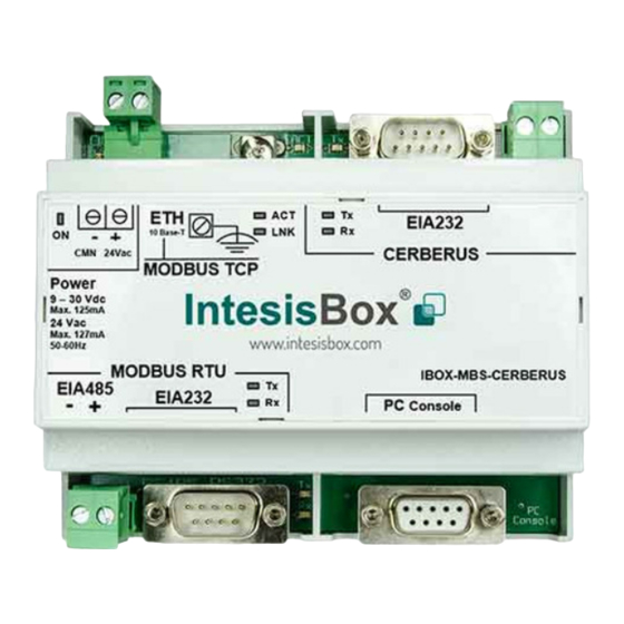 INTESISBOX MODBUS SERVER-CERBERUS ISO1745 INSTALLATION MANUAL Pdf ...