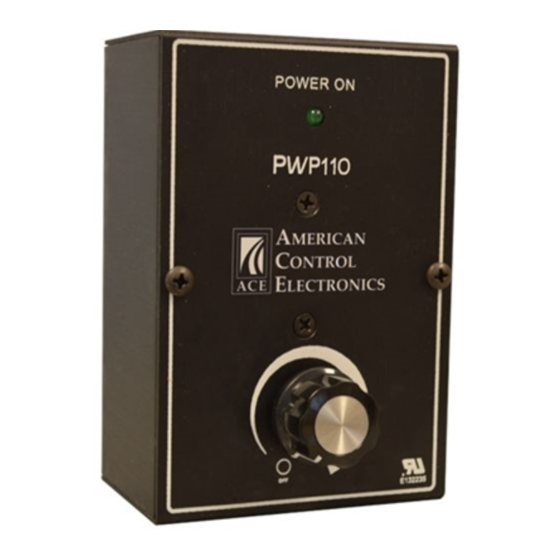 AMERICAN CONTROL ELECTRONICS PWP110 SERIES QUICK START MANUAL Pdf ...