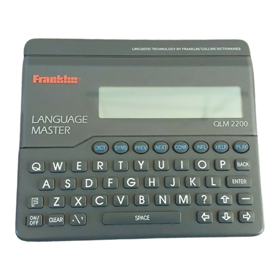 FRANKLIN LANGUAGE MASTER QLM-2200 PDA USER MANUAL | ManualsLib