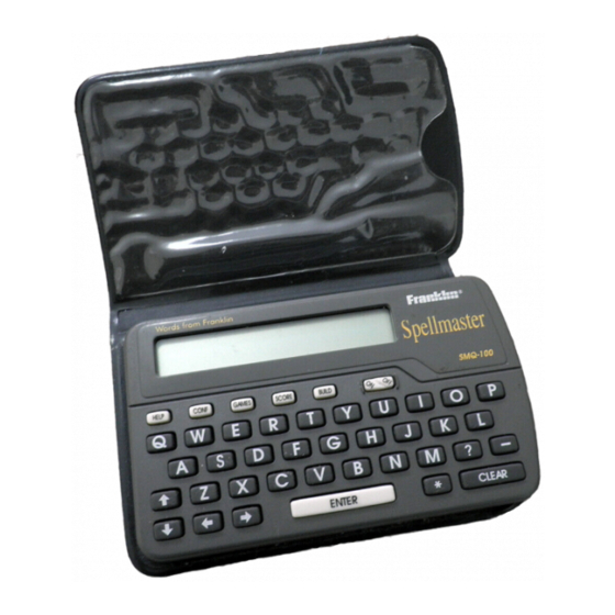 FRANKLIN SPELLMASTER SMQ-100 PDA USER MANUAL | ManualsLib