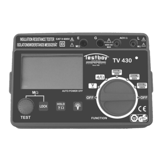 TESTBOY TV 430 N INSTRUCTION MANUAL Pdf Download | ManualsLib