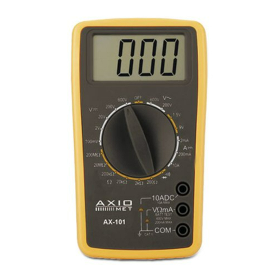 AXIO MET AX-101 OPERATION MANUAL Pdf Download | ManualsLib