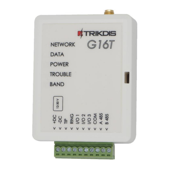 TRIKDIS G16T INSTALLATION MANUAL Pdf Download | ManualsLib