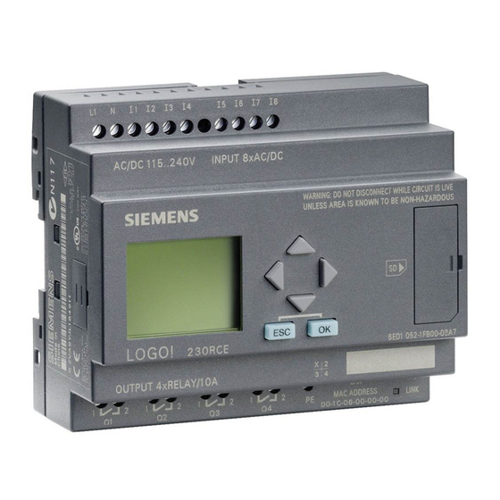 SIEMENS LOGO! 0BA7 MANUAL Pdf Download | ManualsLib