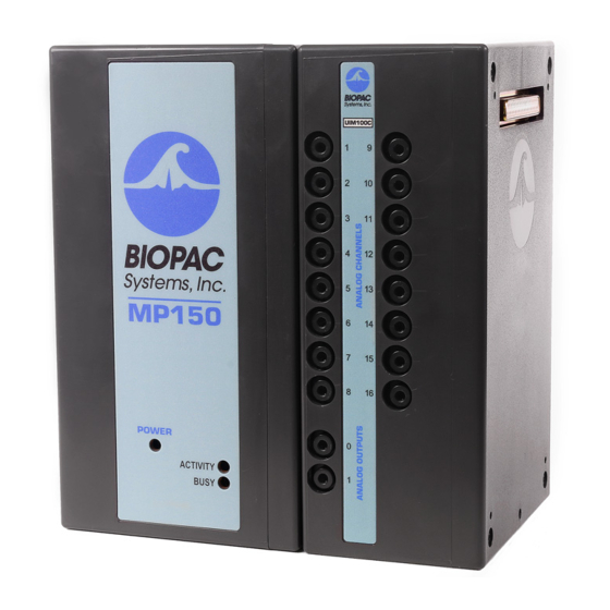 BIOPAC SYSTEMS MP150 OPERATOR'S MANUAL Pdf Download | ManualsLib