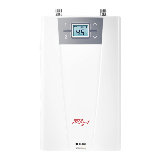 CLAGE ZIP WATER CEX-U INSTRUCTIONS MANUAL Pdf Download | ManualsLib