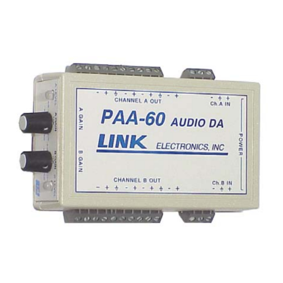 LINK ELECTRONICS PAA-60 AMPLIFIER SPECIFICATION SHEET | ManualsLib