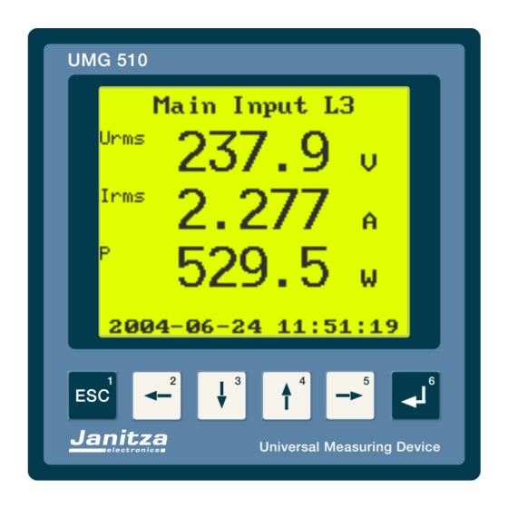 JANITZA UMG510 OPERATING MANUAL Pdf Download | ManualsLib